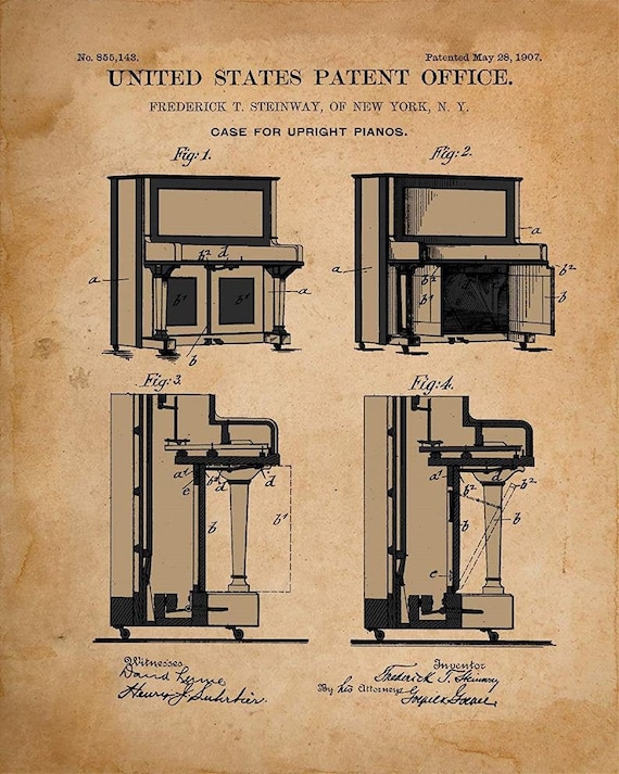 Upright Piano Patent Piano Blueprint Steinway Upright - Etsy Nederland