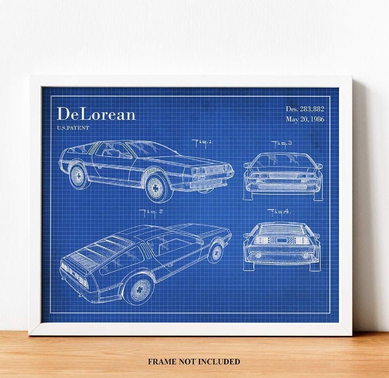 1986 DeLorean Patent Delorean Poster Vintage Car Print - Etsy 日本