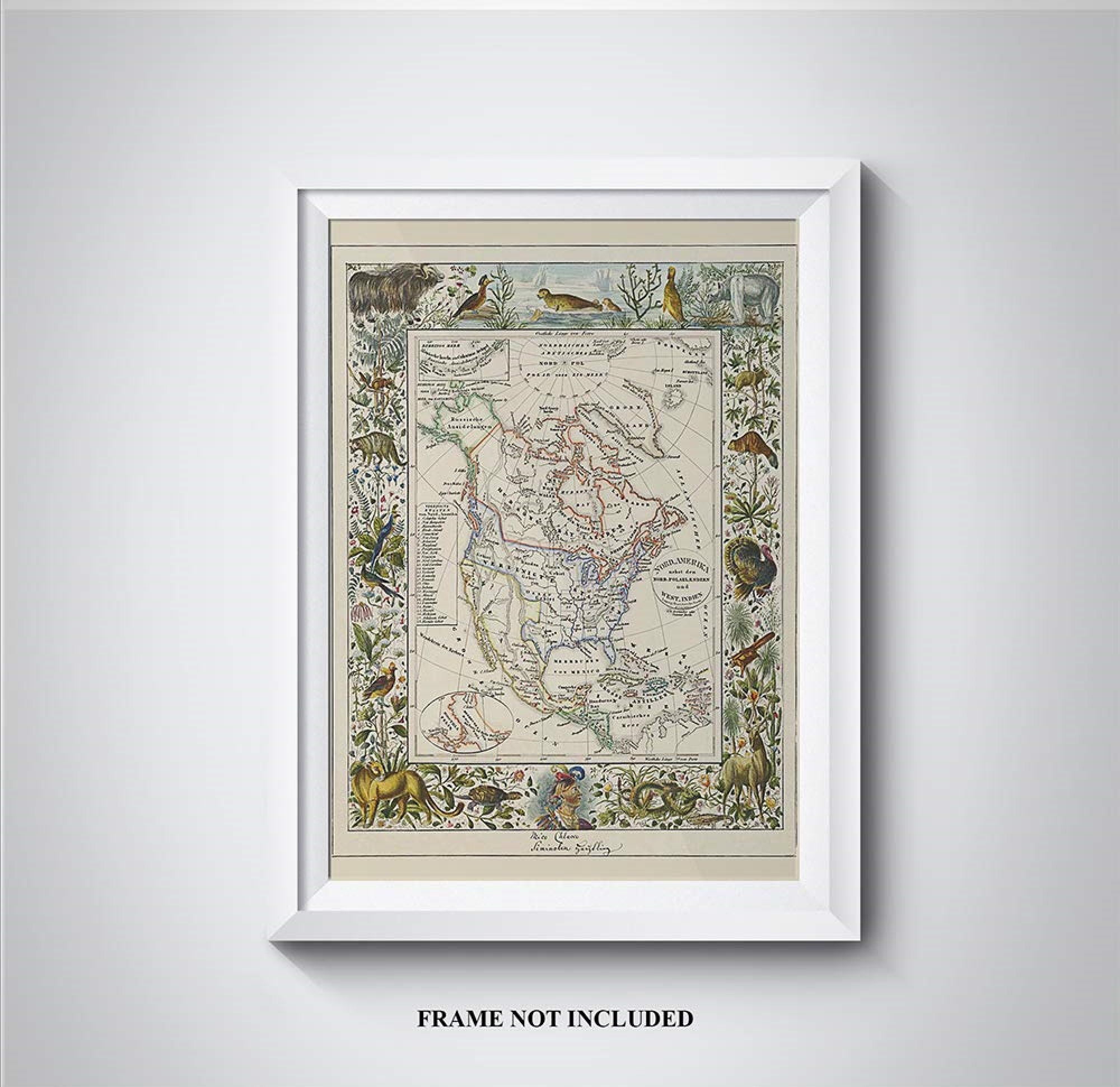 North America Map USA Map Art NA Poster Map America Continent NA Travel ...