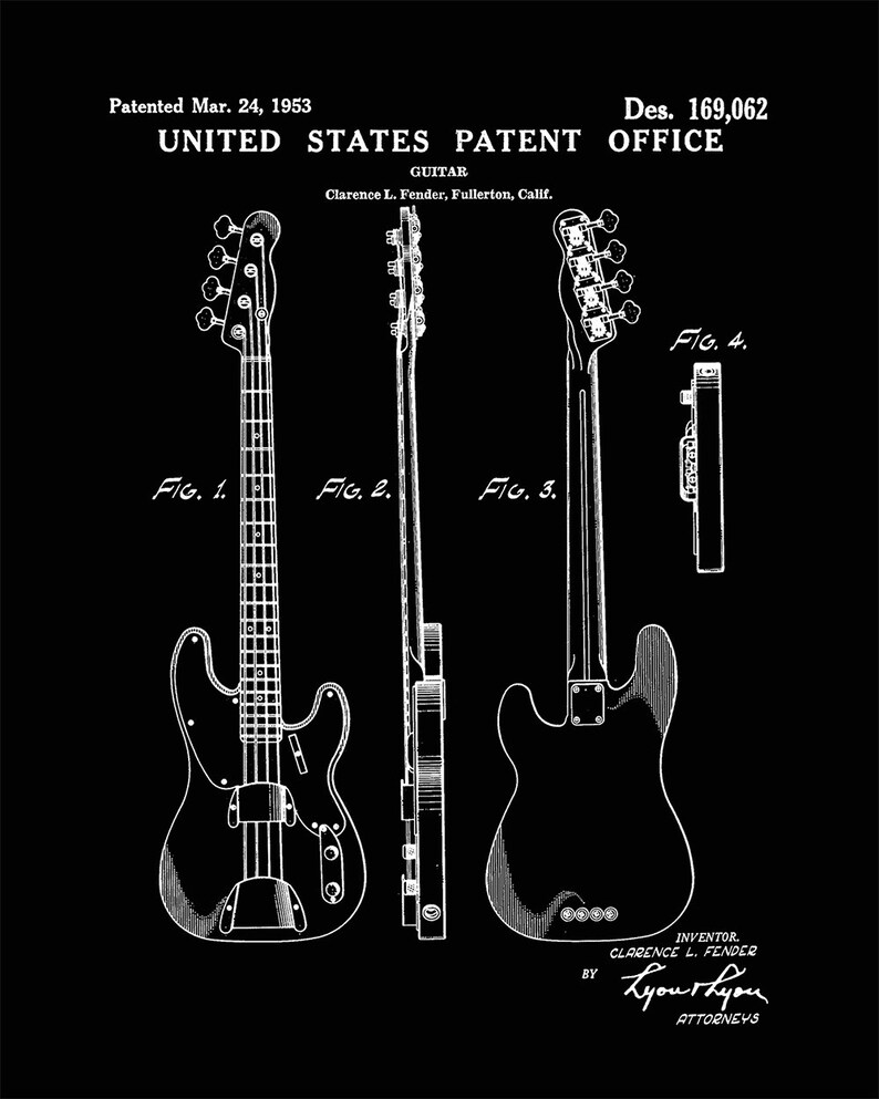 Guitar Patent Guitar Poster Instrument Art Musician Art - Etsy