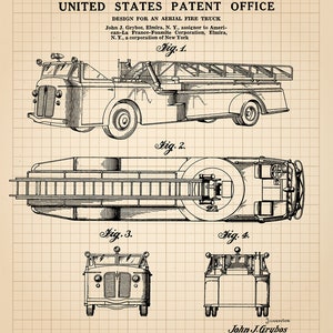 Firefighting Patent Firefighting Posters Fireman Print Set Firefighter ...