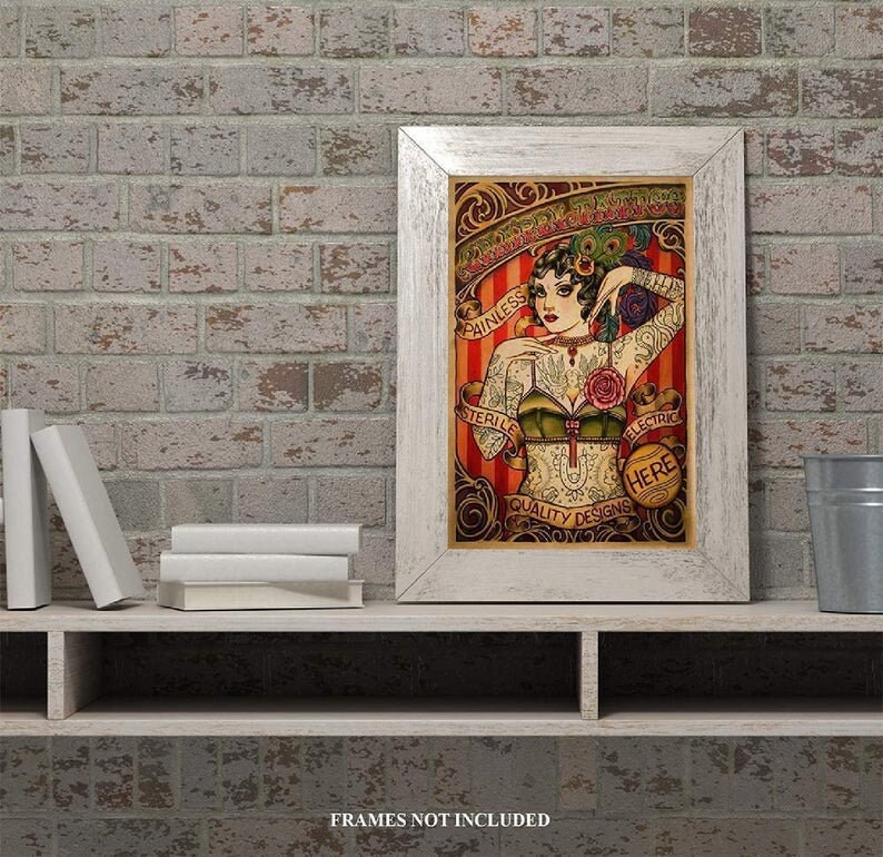 Chapel Tattoo Art tattooed Lady tattooed Woman Print - Etsy