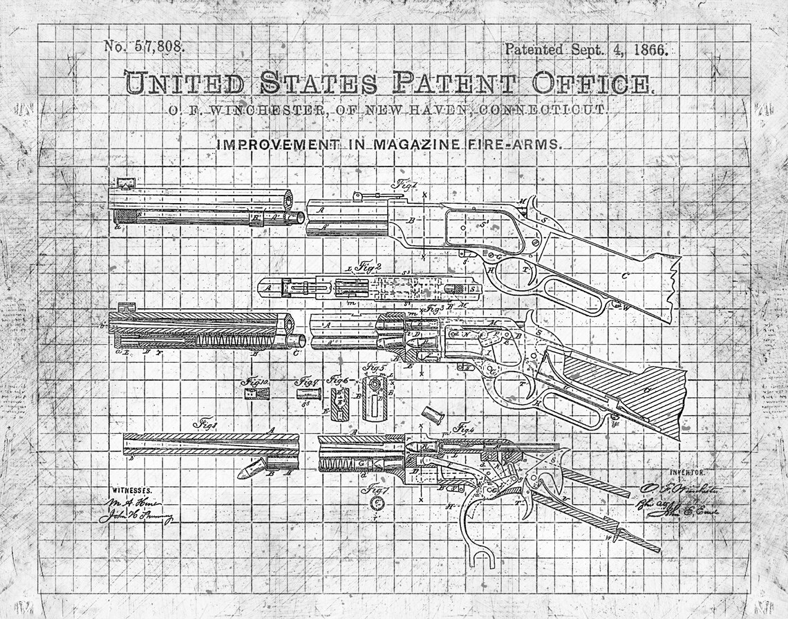 Winchester Firearm Patent Winchester Print Winchester Poster Firearm ...