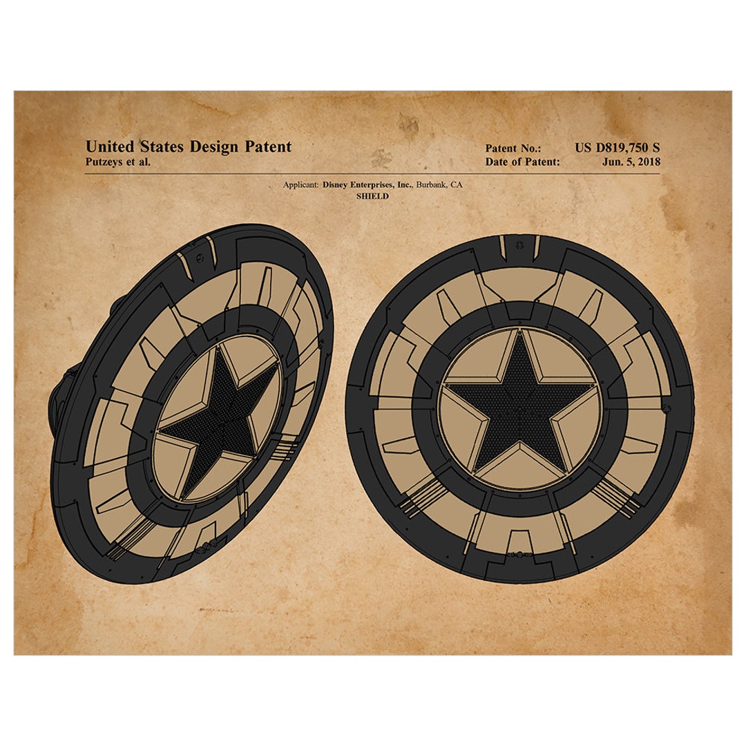 Shield Patent Print Superhero Wall Art Marvel Fan Art Shield Poster ...