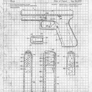 Glock Gun Poster Glock Patent Print Weaponry Glock Blueprint Automatic ...