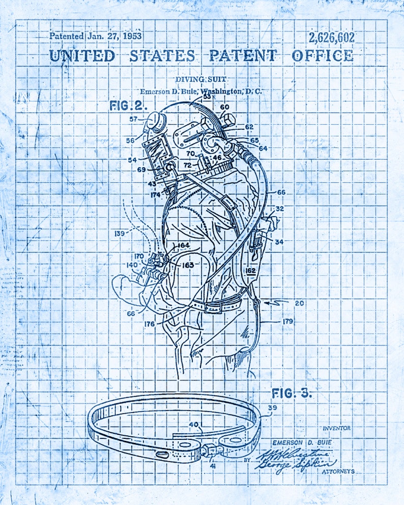 Scuba Design Patent Blueprint Poster Diving Suit Design - Etsy