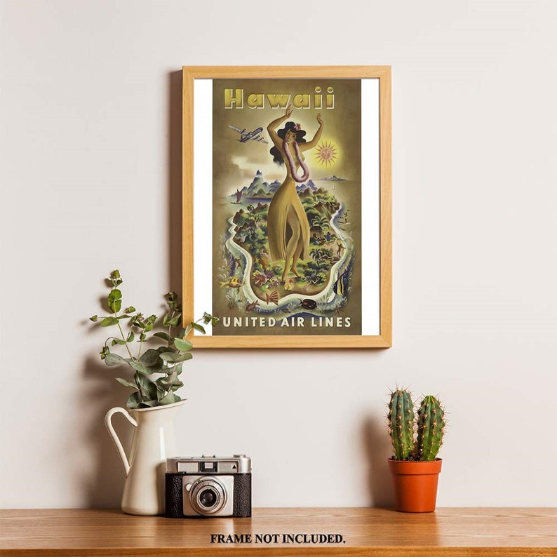 Hawaii Travel Poster Retro Hawaii Art Travel Advertisement Airline ...
