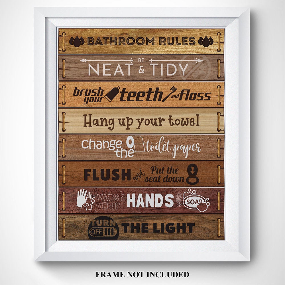 Bathroom Rules Sign Toilet Rules Sign Guest Bathroom Sign | Etsy