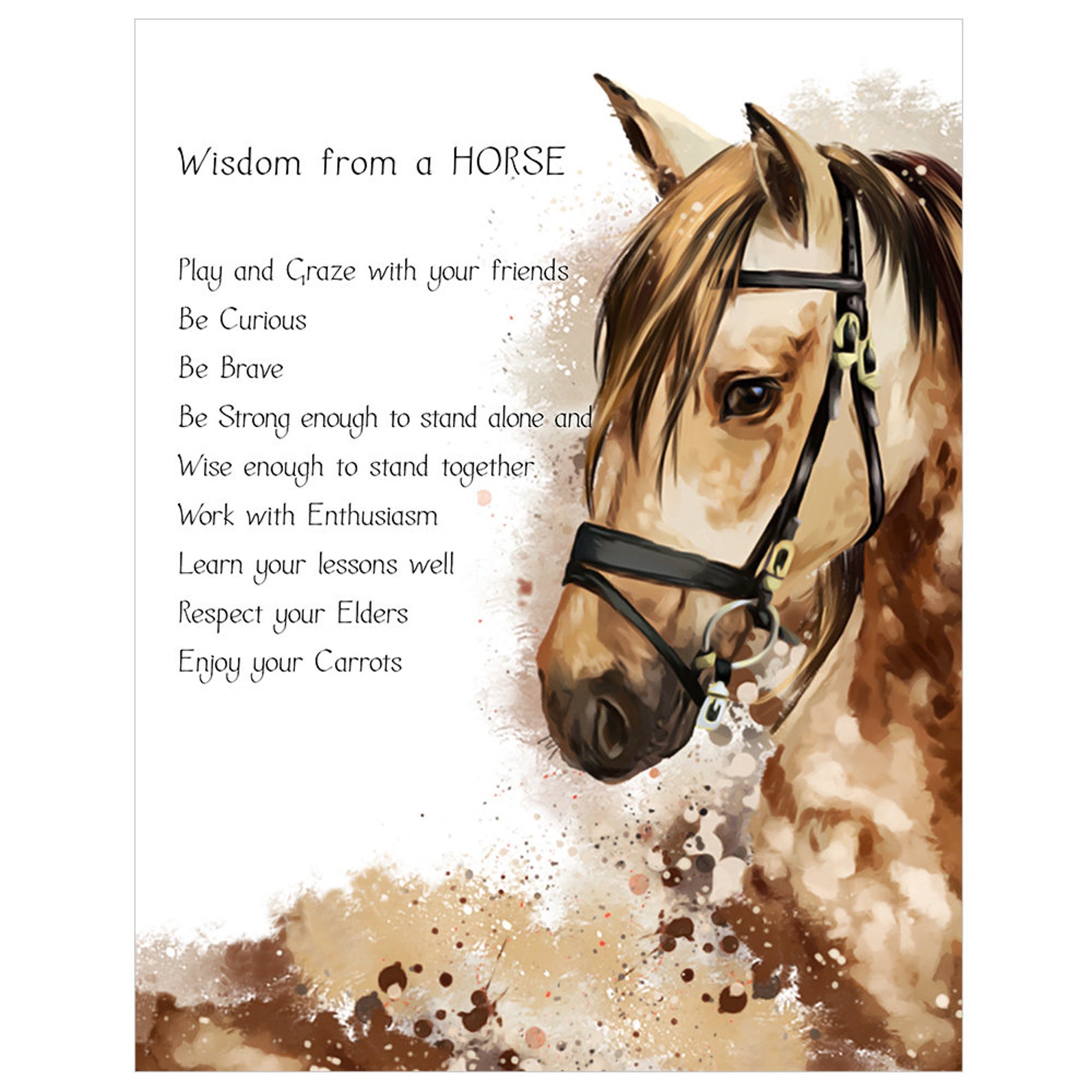 Horse Poster Horse Lover Art Equestrian Decor Horse Lover Poster Wisdom ...