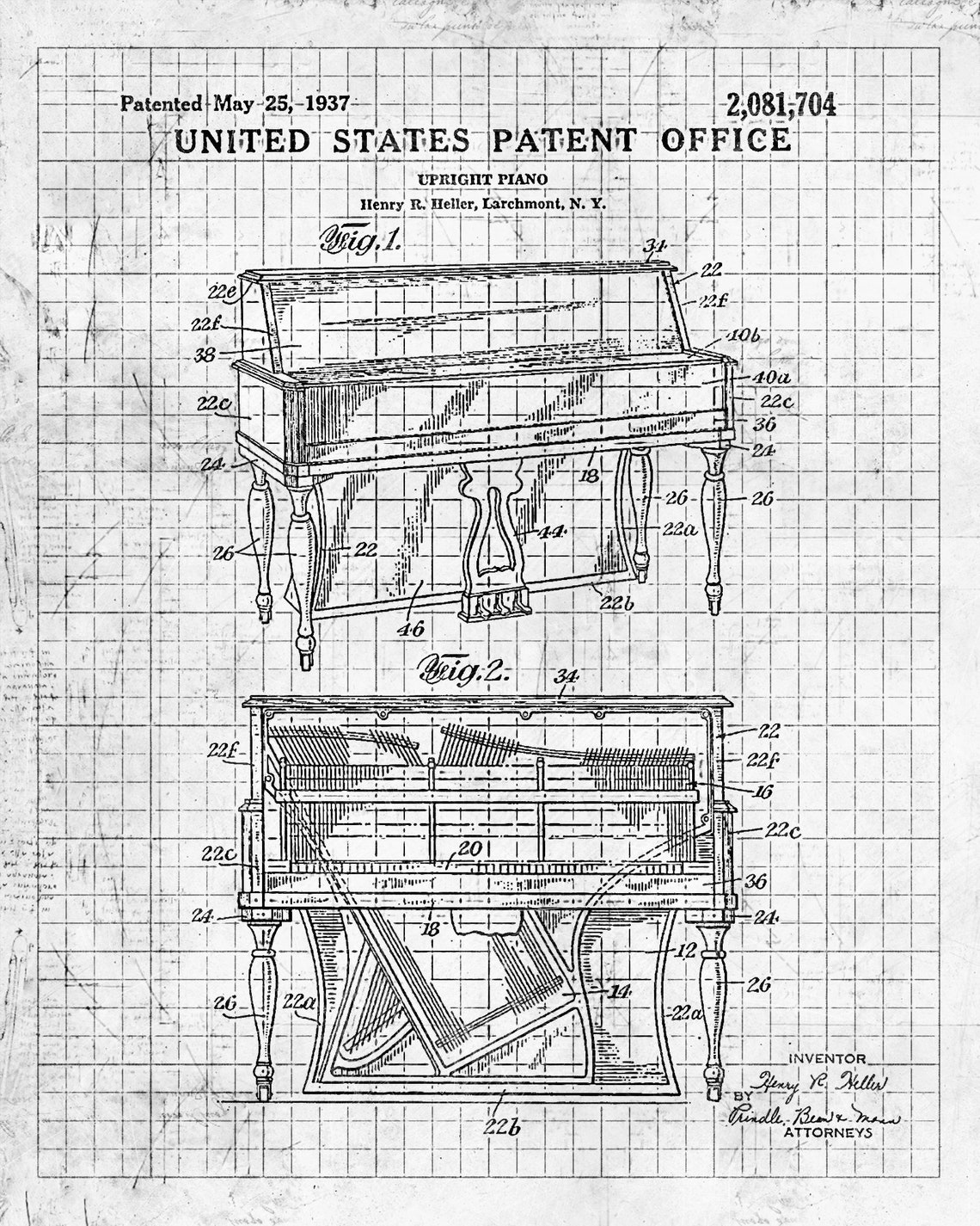 Upright Piano Patent Piano Blueprint Steinway Upright - Etsy