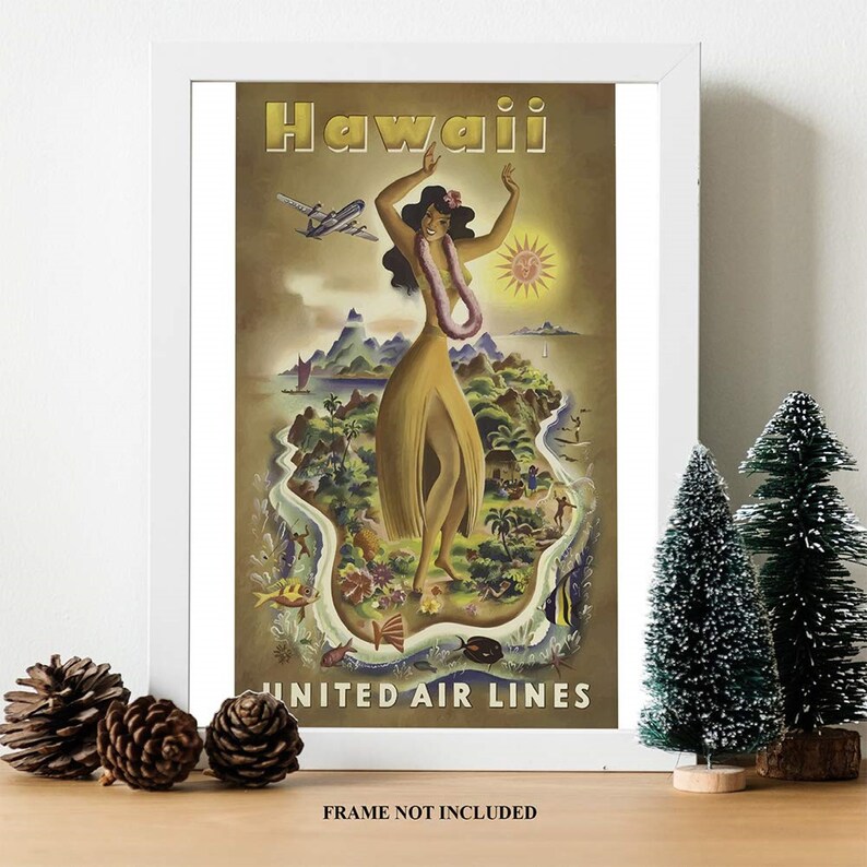 Hawaii Travel Poster Retro Hawaii Art Travel Advertisement Airline ...