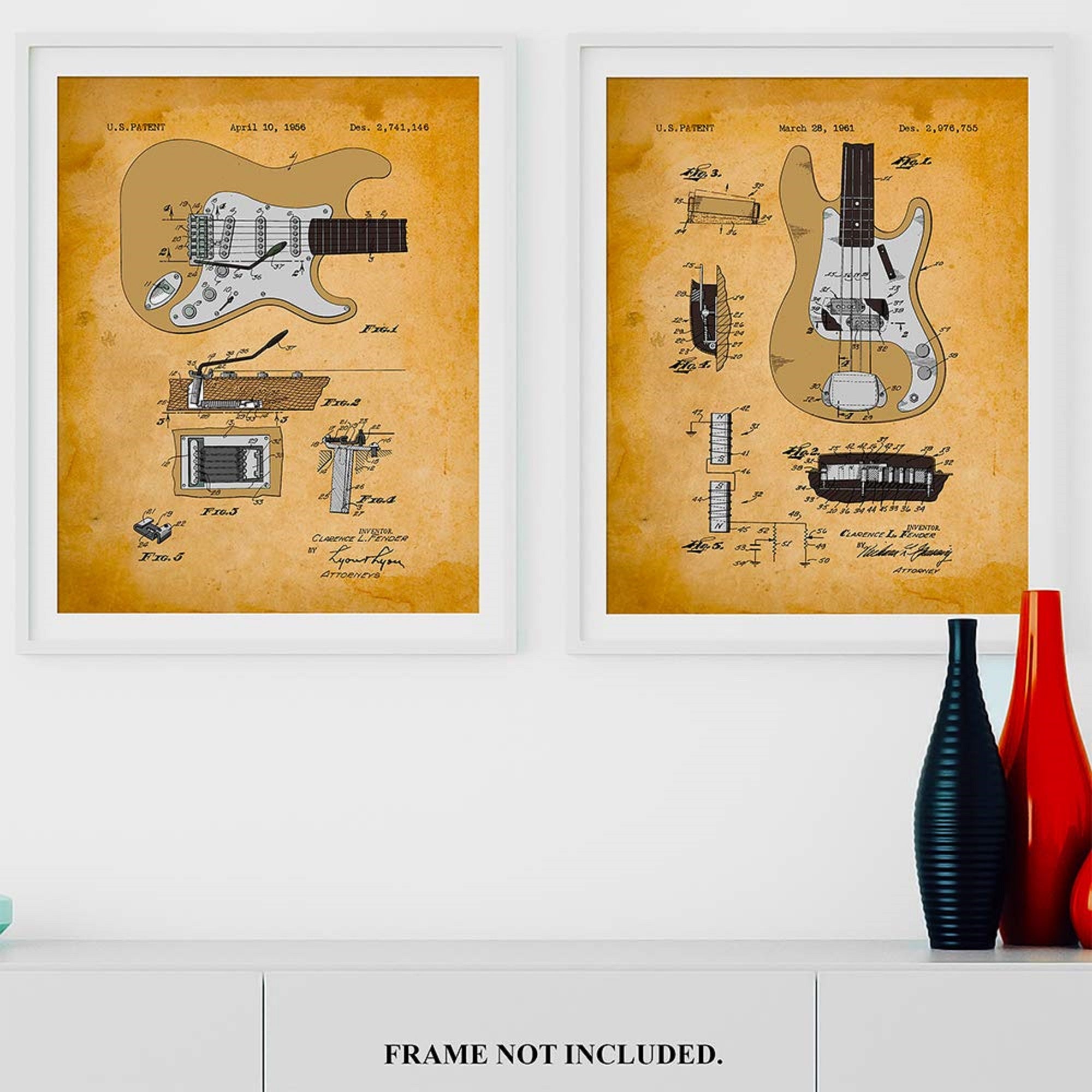 Fender Guitar Patent Fender Guitar Poster Electric Guitar - Etsy
