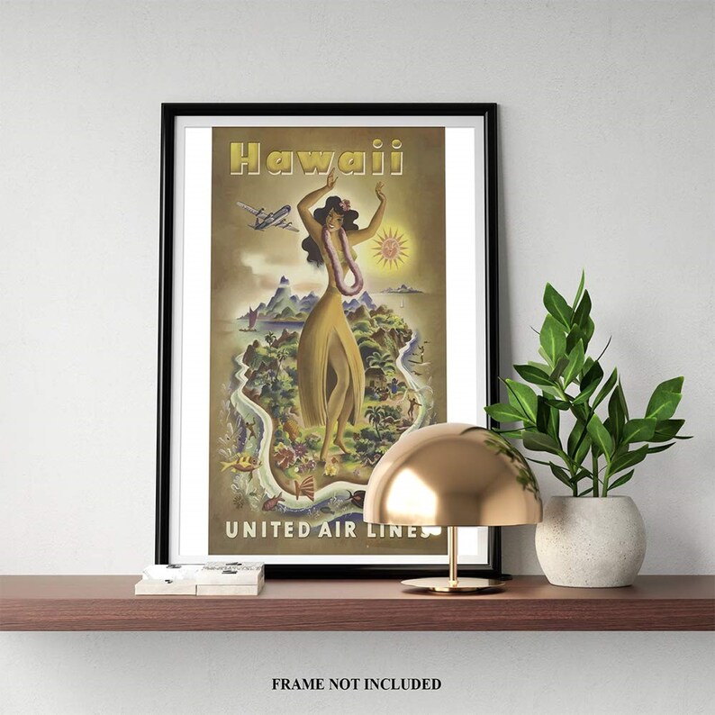 Hawaii Travel Poster Retro Hawaii Art Travel Advertisement Airline ...