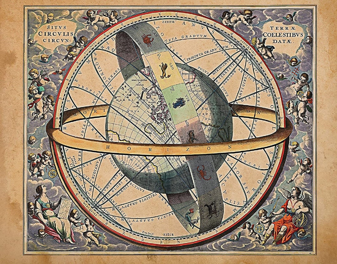 Zodiacal Map Art Astrology Print Zodiac Sign Print Zodiac Poster ...