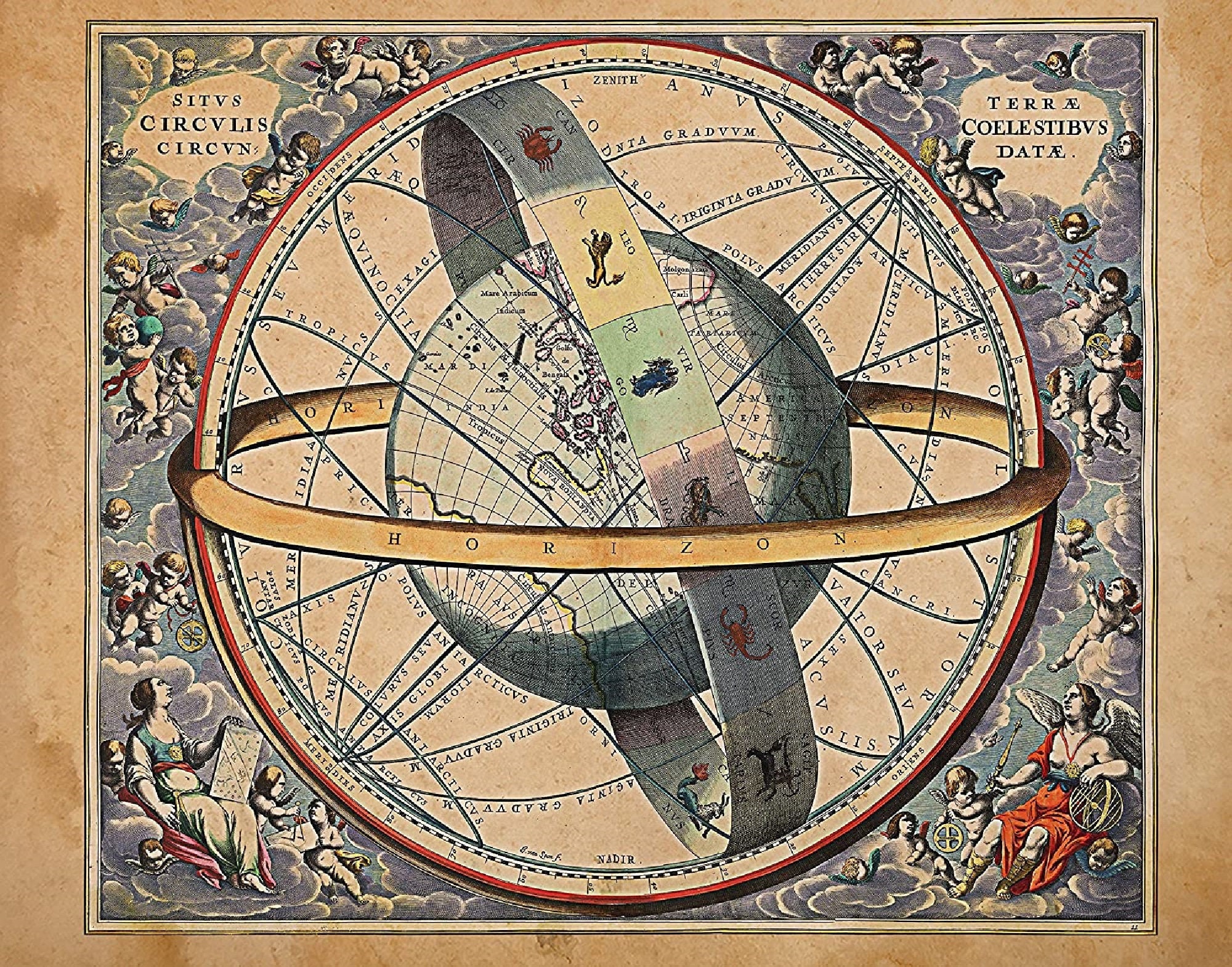 Zodiacal Map Art Astrology Print Zodiac Sign Print Zodiac Poster ...