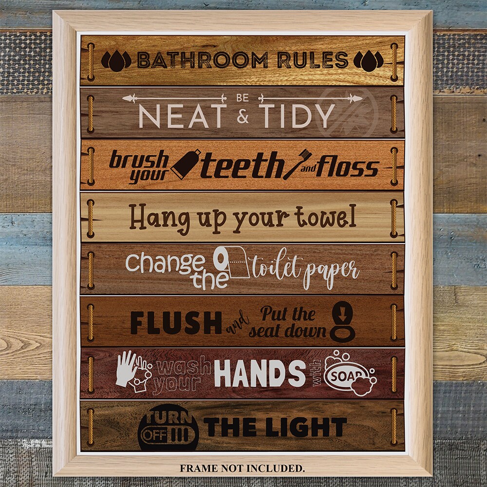 Bathroom Rules Sign Toilet Rules Sign Guest Bathroom Sign Master ...