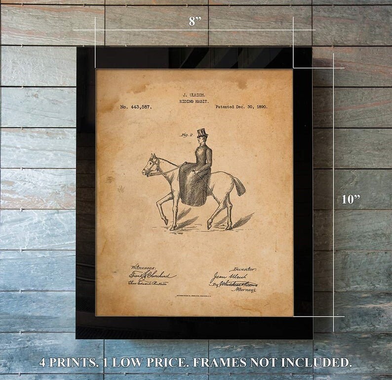 Horse Saddle Patent Horse Saddle Poster Equestrian Decor Western Style ...