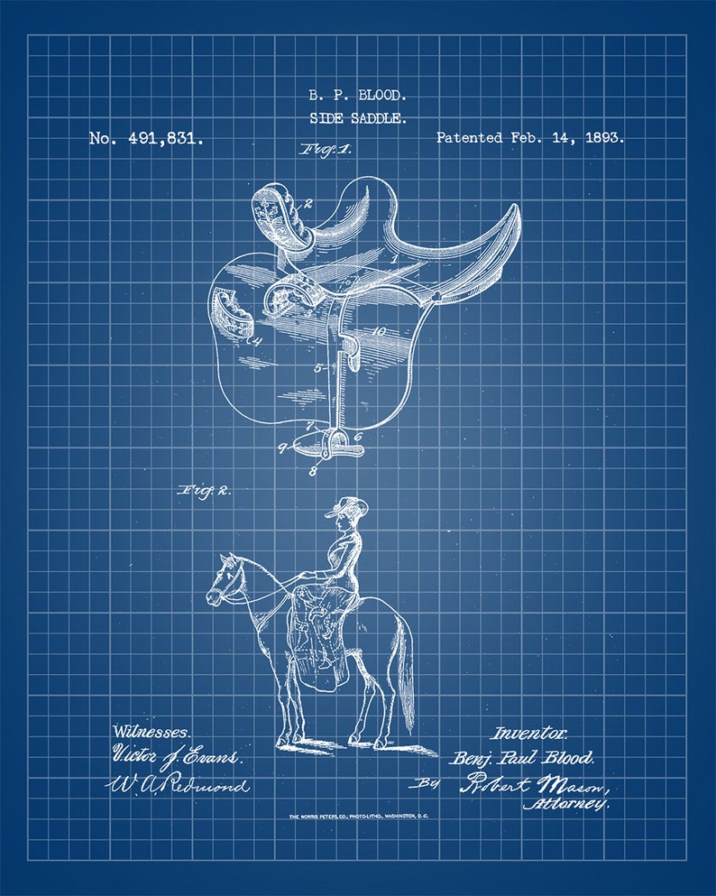Horse Saddle Patent Horse Saddle Poster Equestrian Decor - Etsy