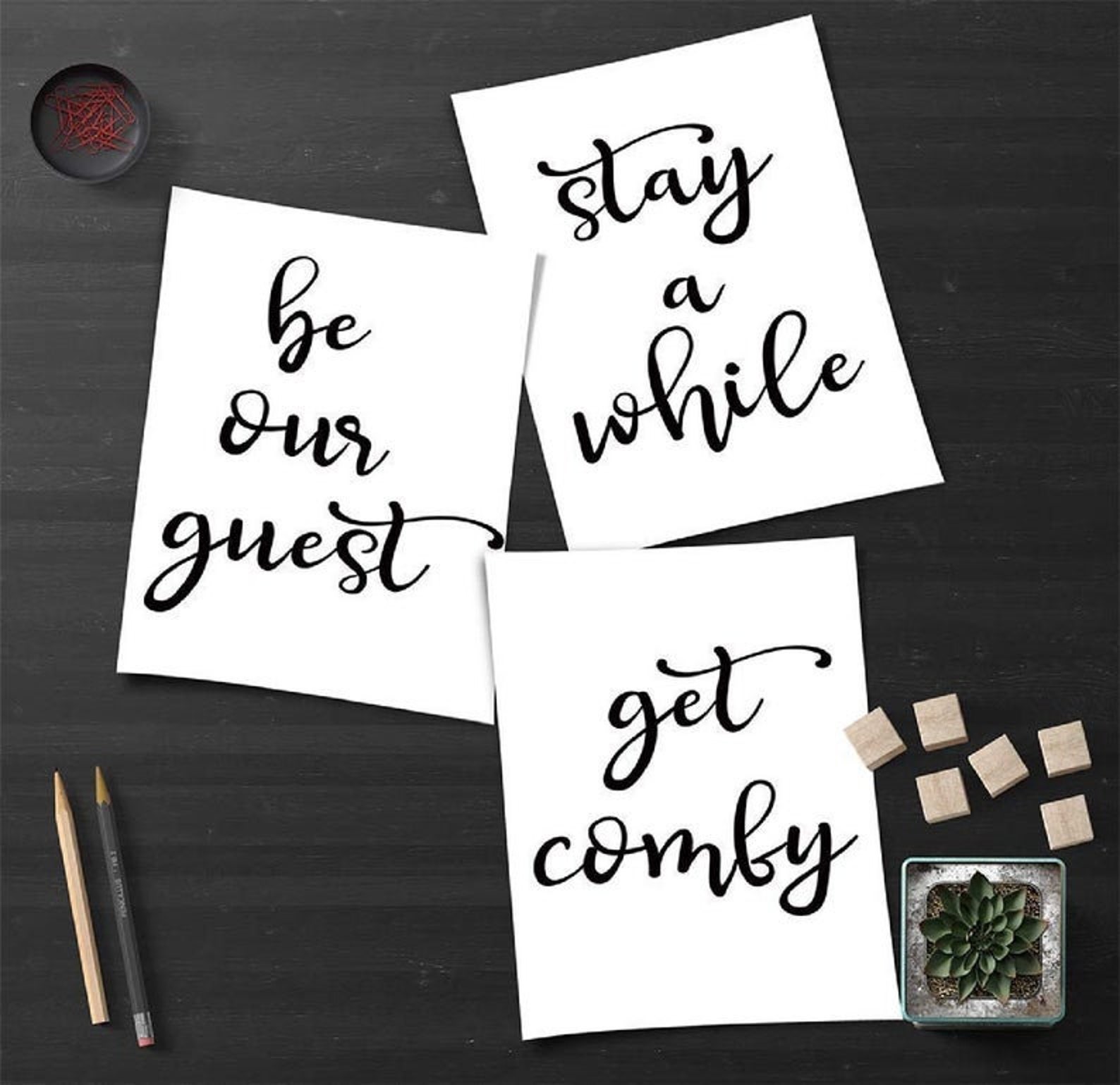 Be Our Guest Sign Stay Awhile Sign Get Comfy Guest Room Decor Guest ...
