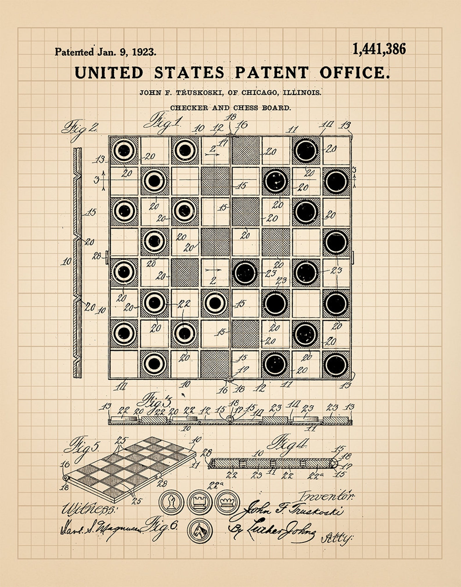 Checker Chess Board Board Game Art Vintage Board Game - Etsy