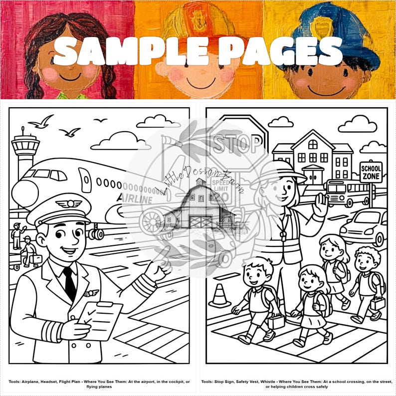 Community Helpers Coloring Book: Kids' Educational Activities ...