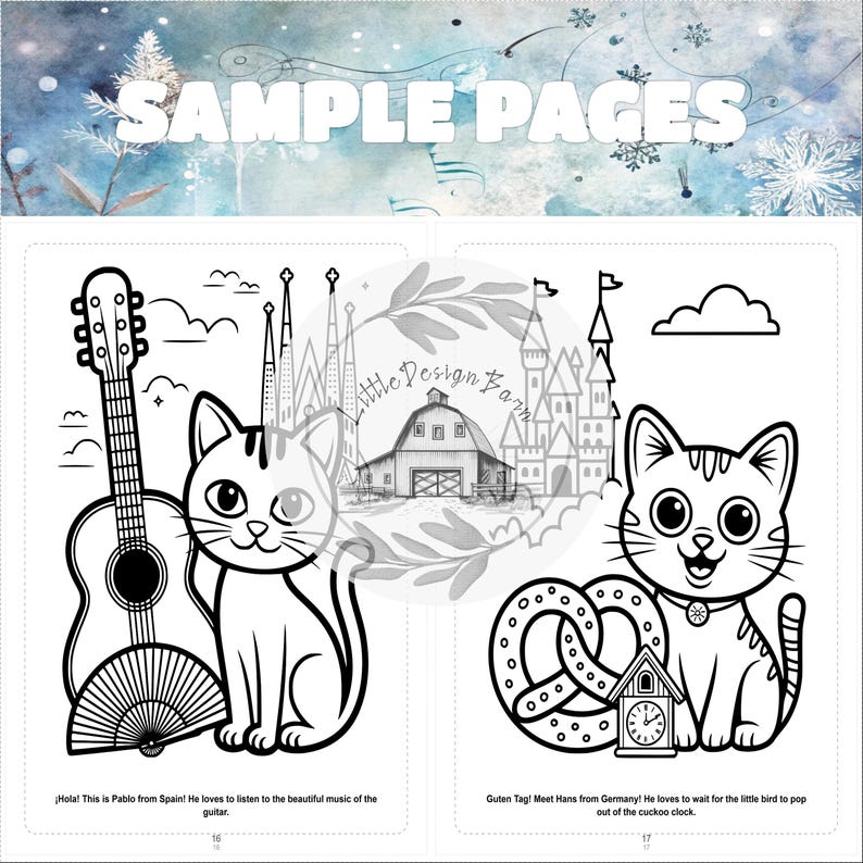 Cat Coloring Book: Happy Cats Around the World (digital Download PDF ...