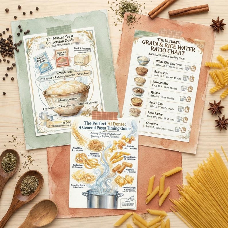16 Kitchen Cheat Sheets Bundle | Watercolor Cooking Infographics ...