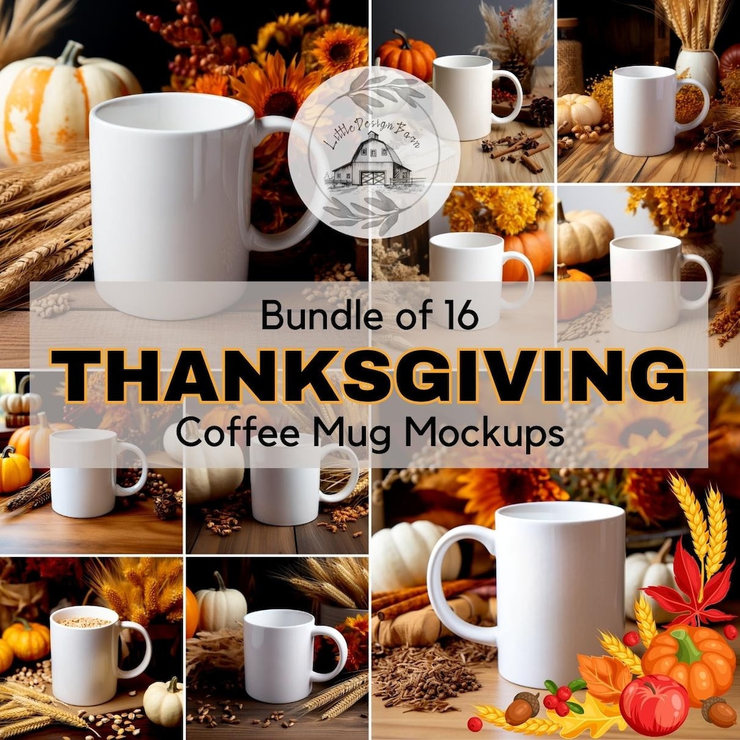 Thanksgiving Mug Mockups, White 11 Oz Coffee Cup Mockup, Mug Mockup ...