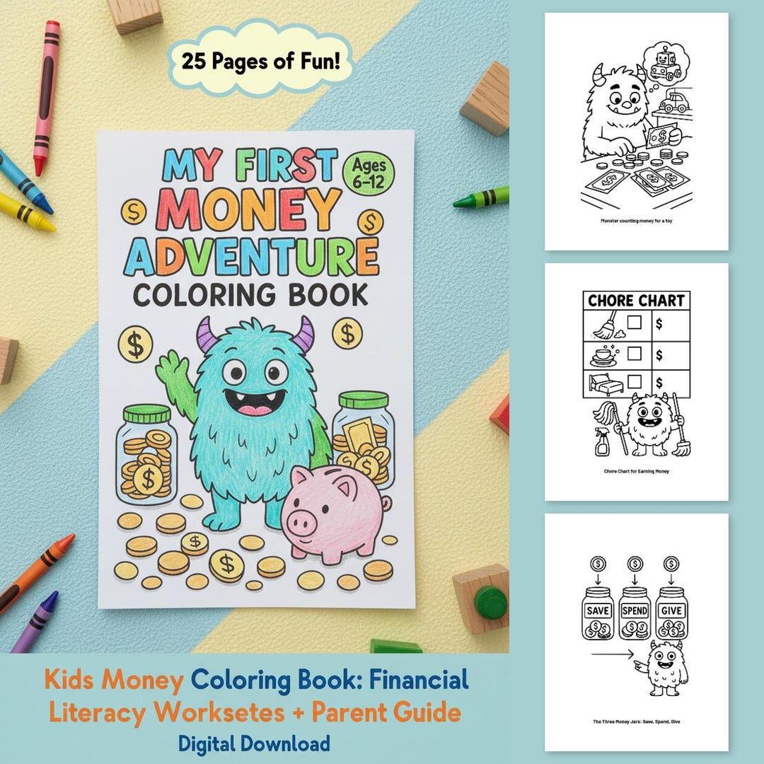 Kids Money Coloring Book: Financial Literacy Worksheets + Parent Guide ...
