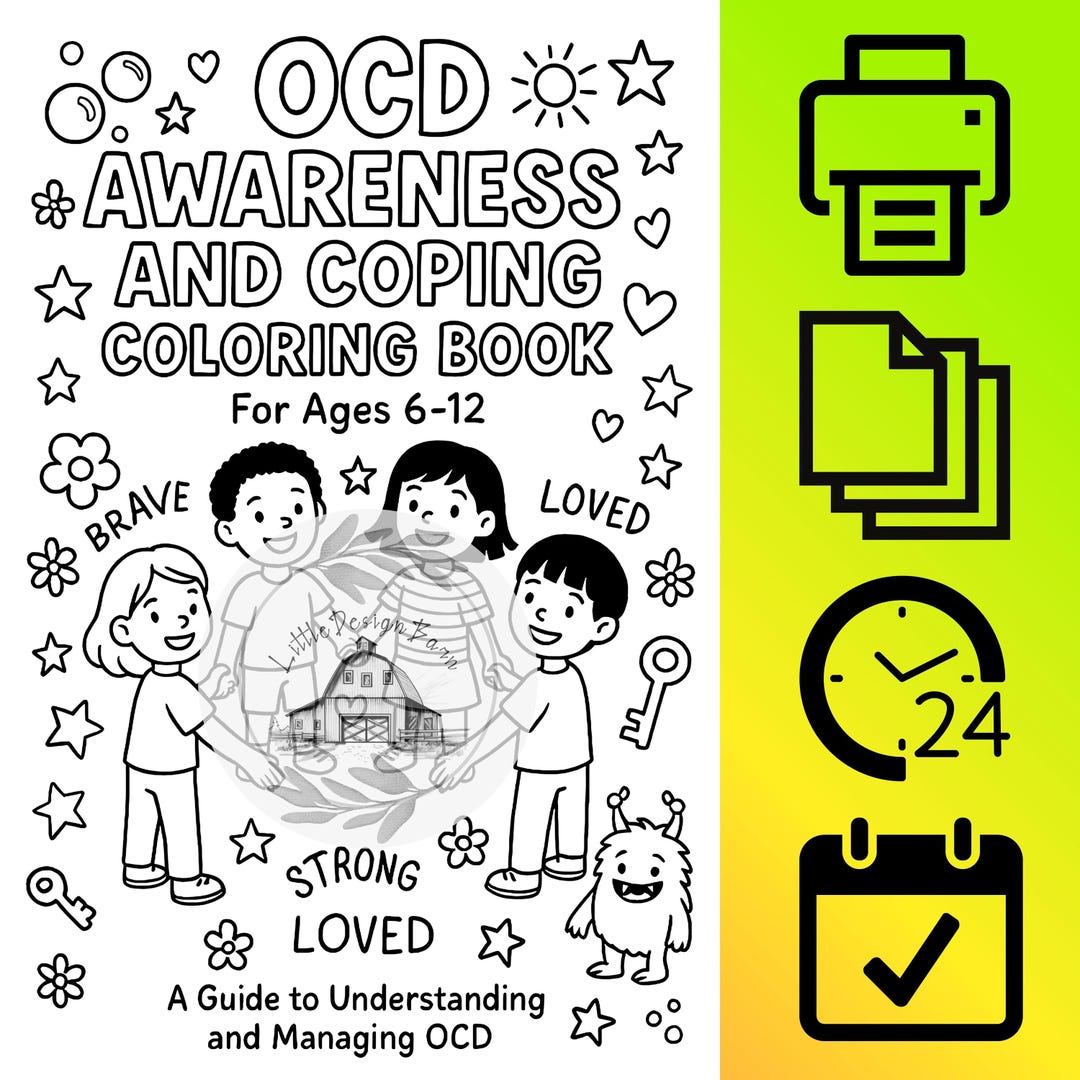 OCD Awareness and Coping Coloring Book for Kids Ages 6-12 | 30 Pages ...