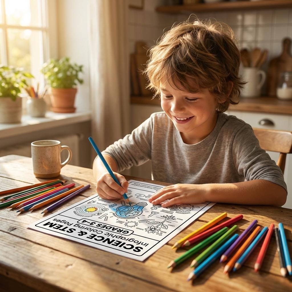 Science & STEM Coloring Book Printable | Infographic Coloring Pages for ...