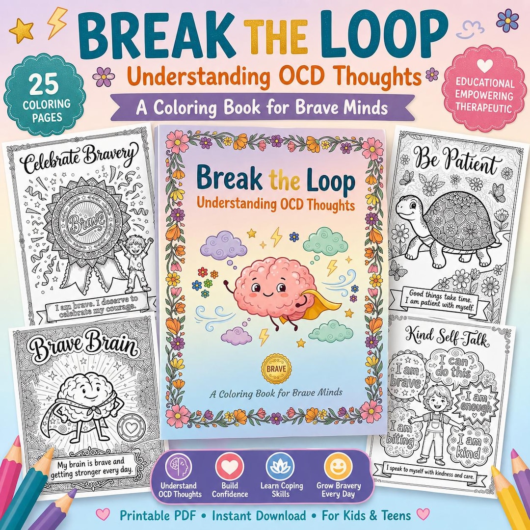 Break the Loop OCD Coloring Book | Mental Health Coloring Pages for ...