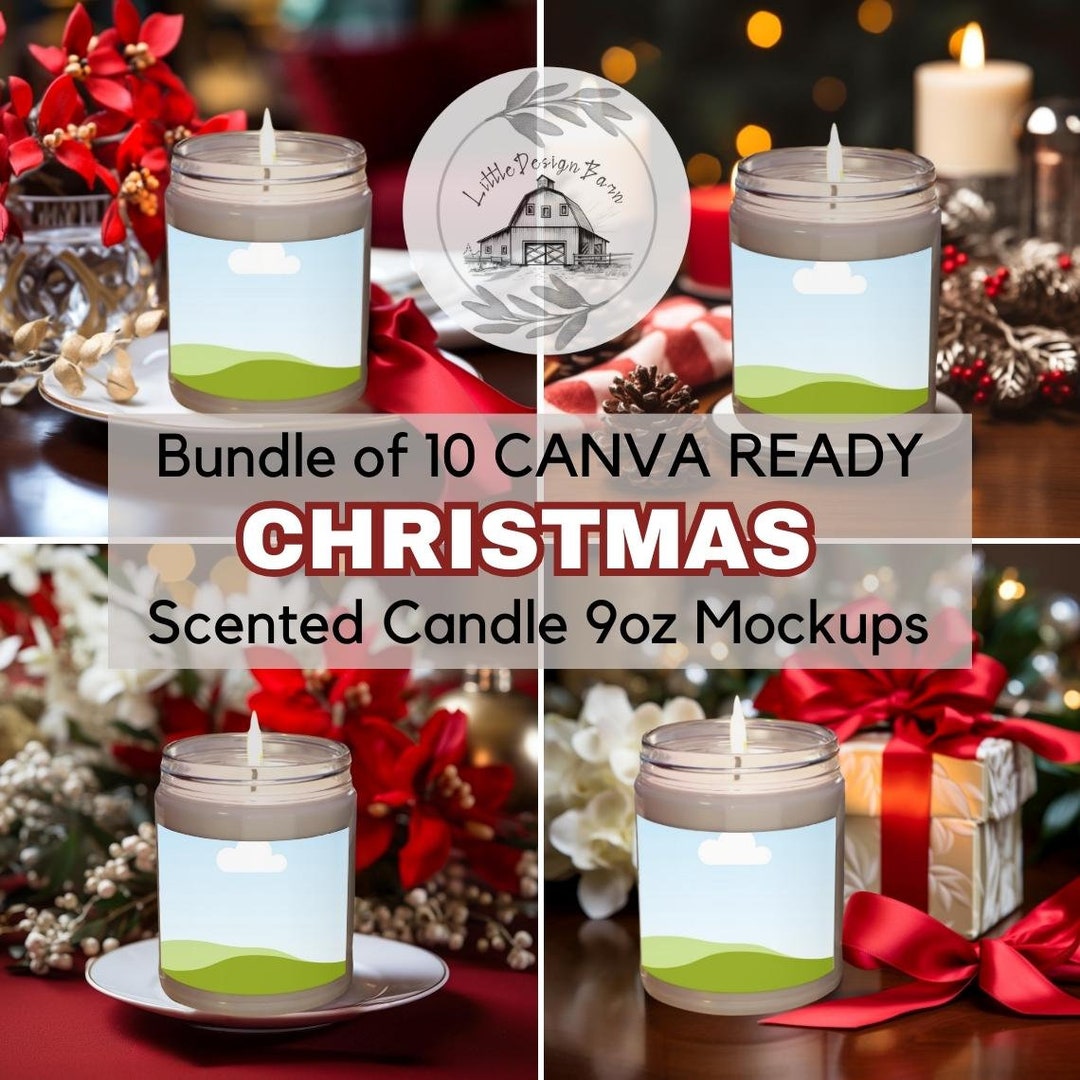 Christmas Canva Scented Candle 9oz Mockup Bundle, Canva Candle Mockup ...