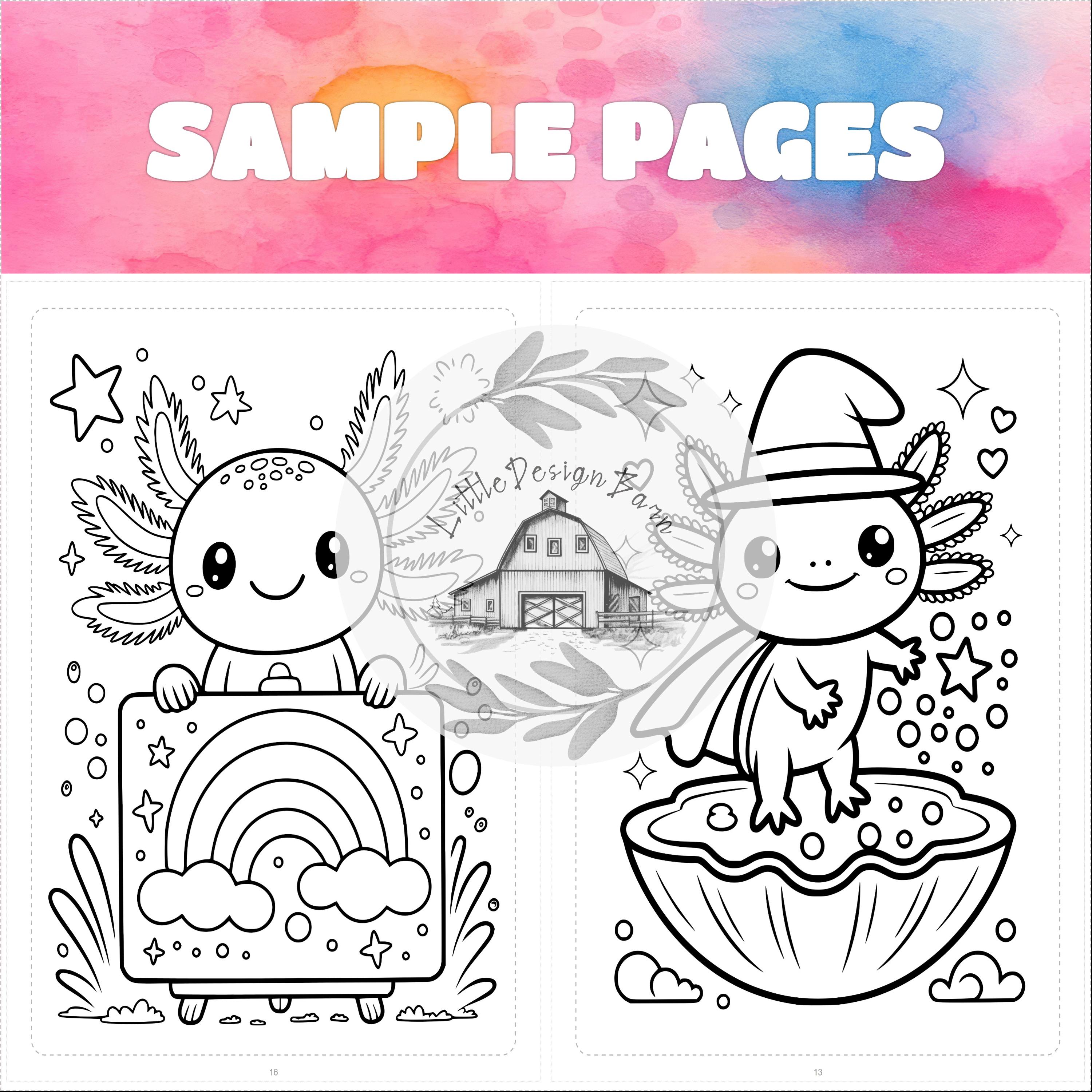 Axolotl Alphabet Coloring Book for Kids: Kawaii Underwater ABC (digital ...
