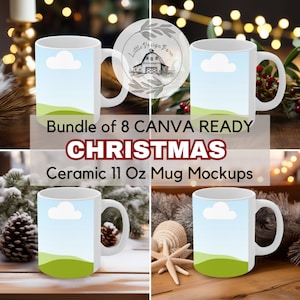 11 Oz White Printify Mug Mockup Bundle, 100% Realistic, Christmas ...