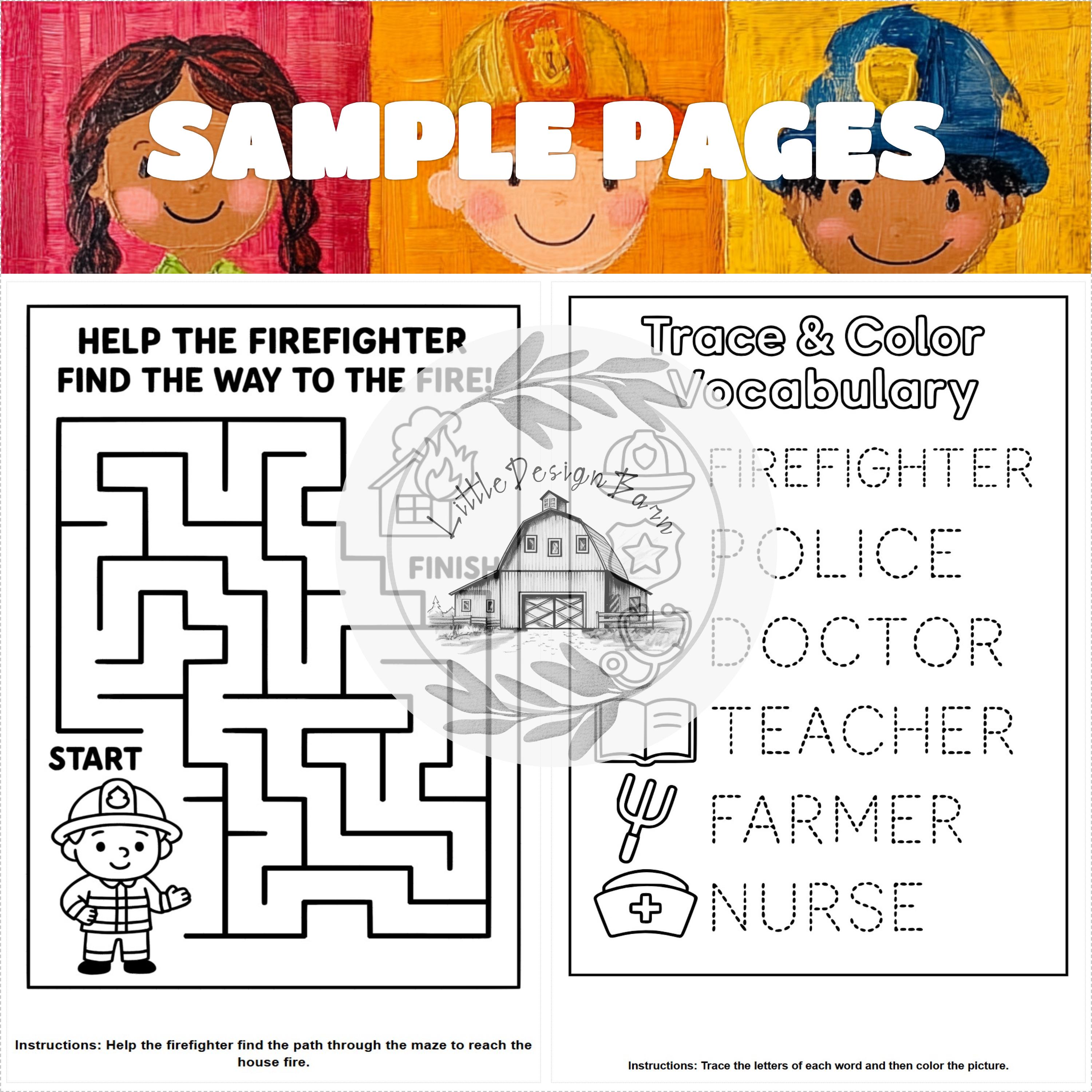 Community Helpers Coloring Book: Kids' Educational Activities ...