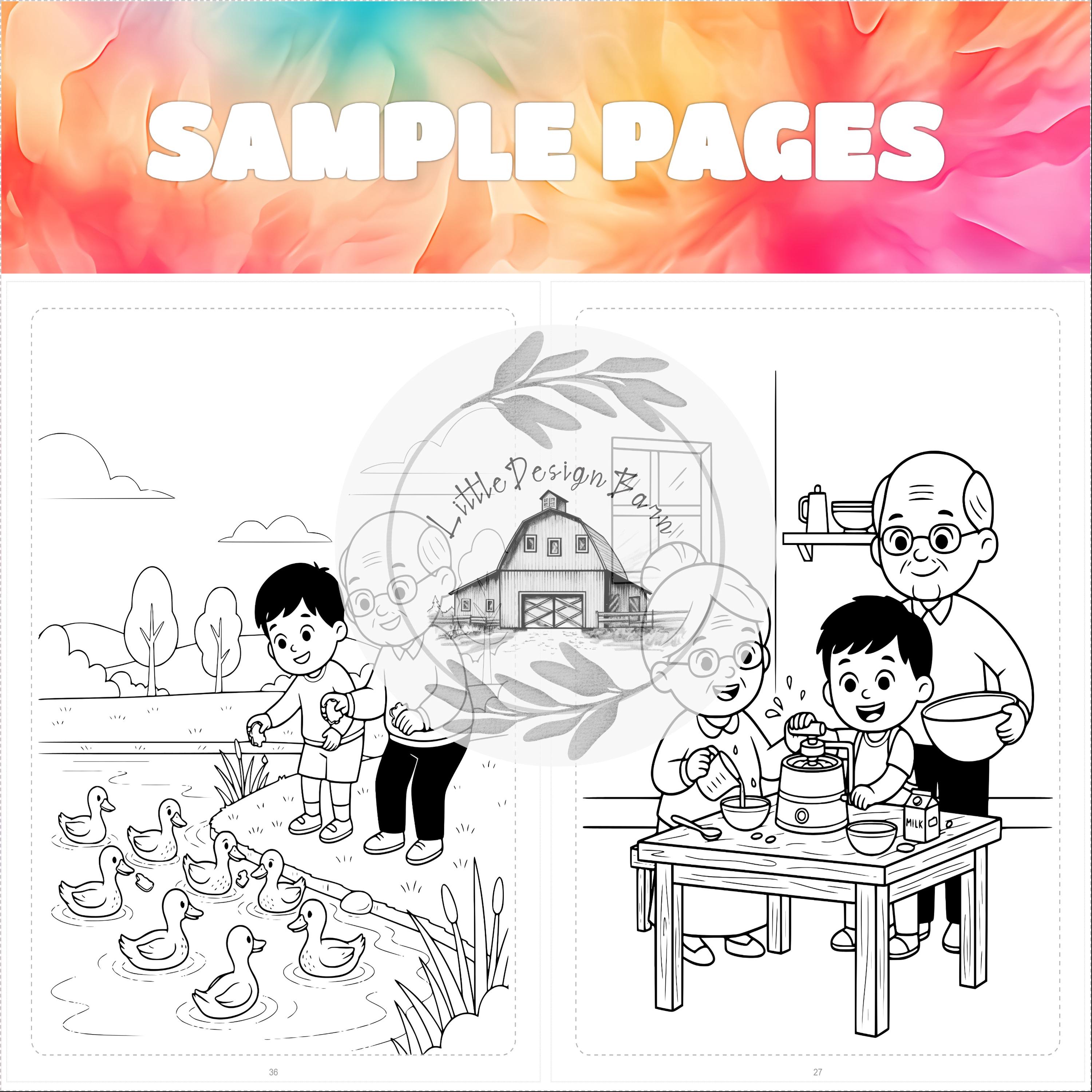 40+ Grandma & Grandpa Coloring Book, Printable Kids Activity, Digital ...