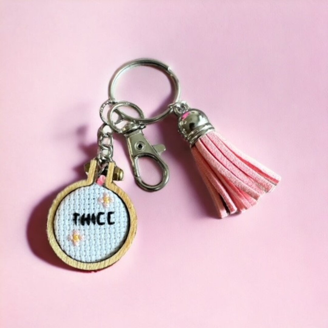 Thicc Cross Stitch Keychain. Funny Cross Stitch Gift Thicc. Thicc Bag ...