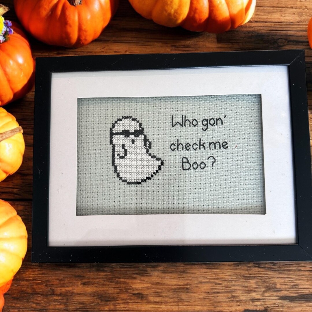 Halloween Ghost Cross Stitch Pattern. Who Gonna Check Me Boo. Real ...