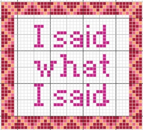 Cross stitch pattern i said what i said. nene leakes cross | Etsy