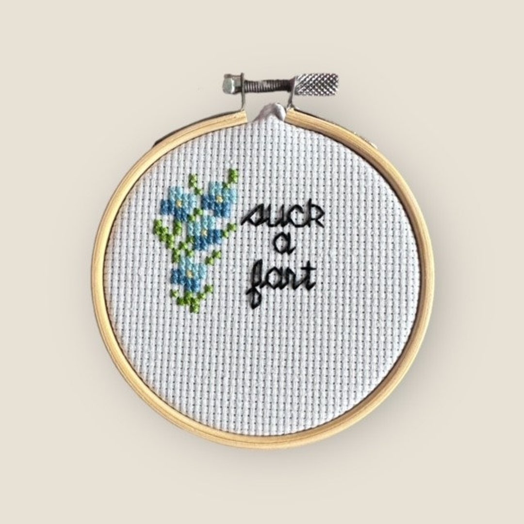 Suck A Fart Cross Stitch Funny Cross Stitch Funny Home Decor Cheeky