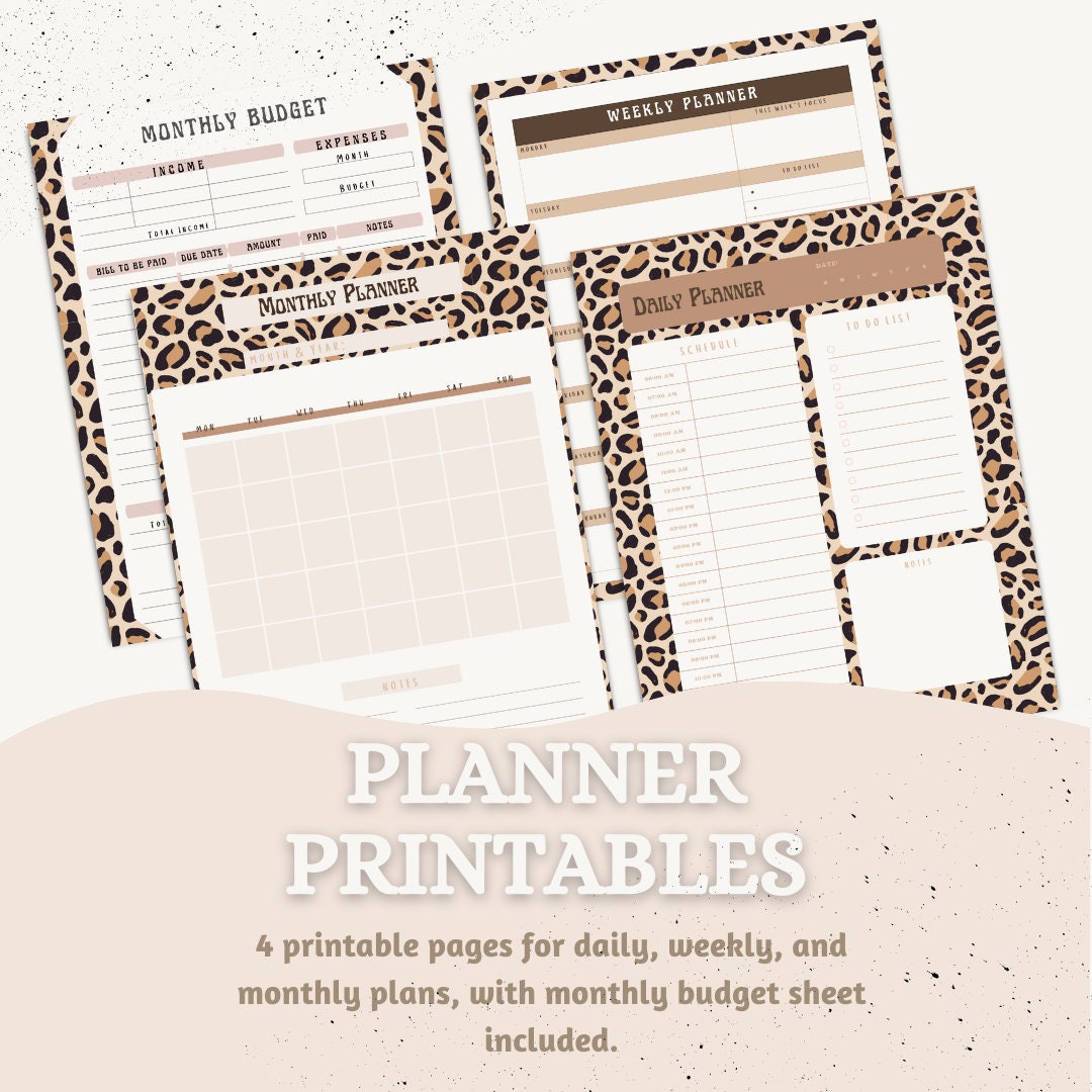 Printable Planner Animal Print With Monthly Budget - Etsy