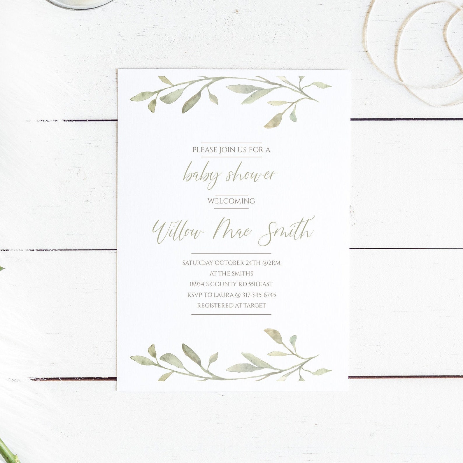 PRINTED Baby Shower, Printed Invitations With Envelopes, 100lb White ...