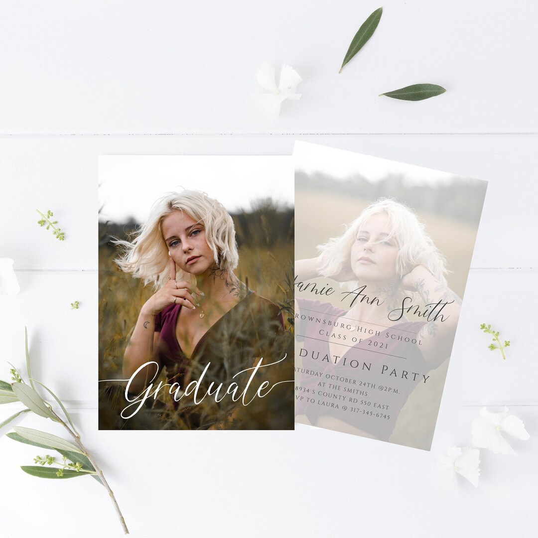 PRINTED Graduate, Graduation Party Invitation, Personalized, Printed ...