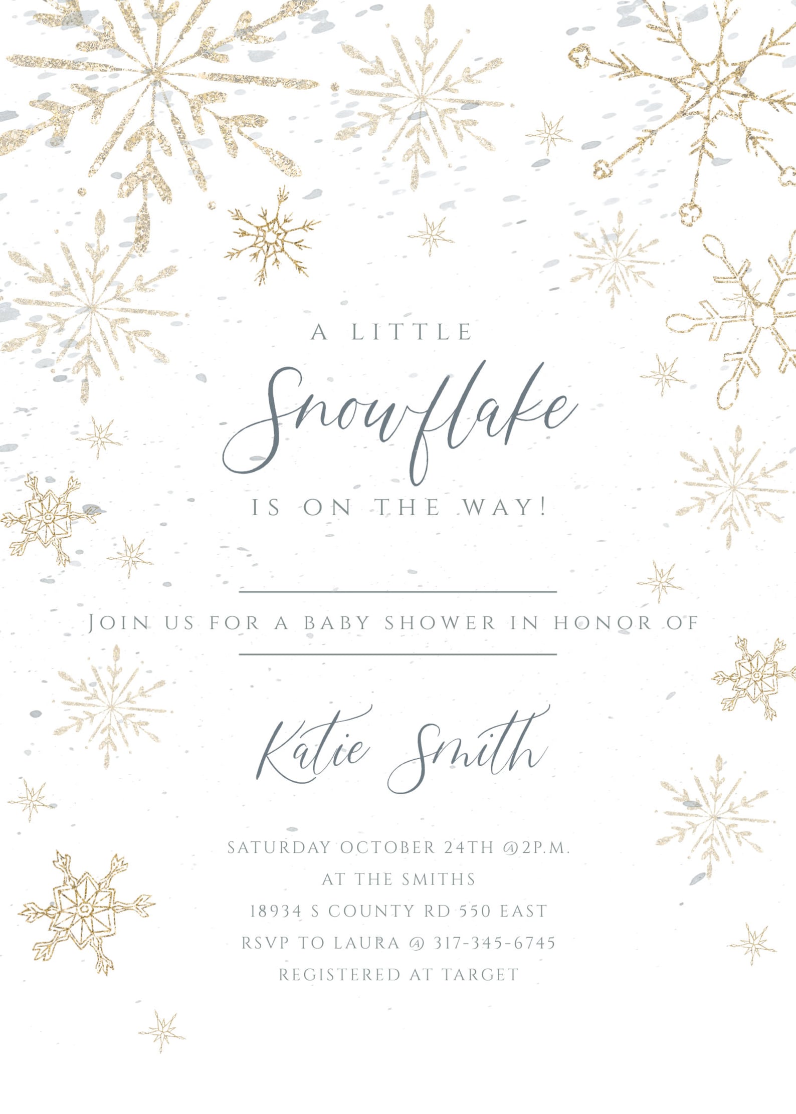 A Little Snowflake is on the Way, Baby Shower Instant Download Editable ...