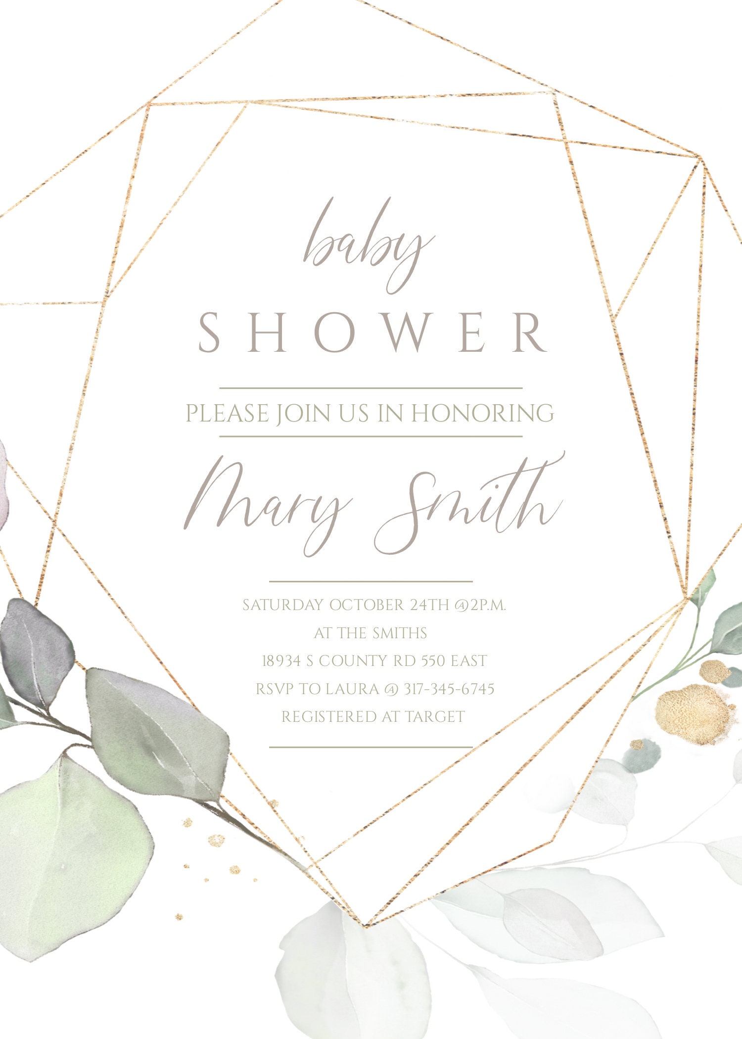PRINTED Baby Shower, Printed Invitations With Envelopes, 100lb White ...