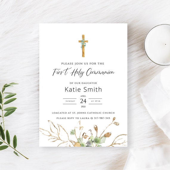 First Holy Communion Instant Download Editable Invitation | Etsy