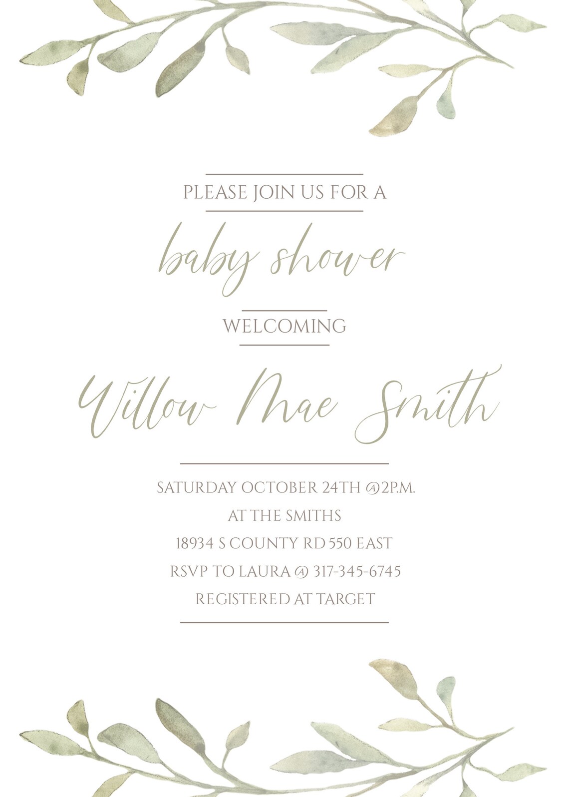 PRINTED Baby Shower, Printed Invitations With Envelopes, 100lb White ...
