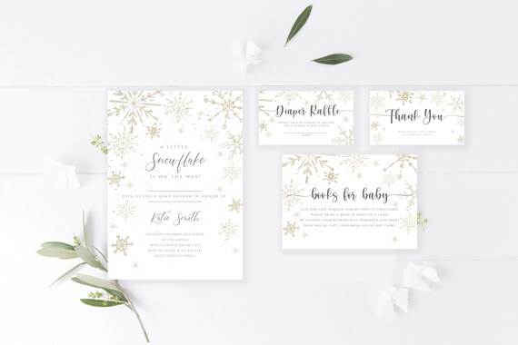 Snowflake Themed Baby Shower Download Editable Invitation - Etsy