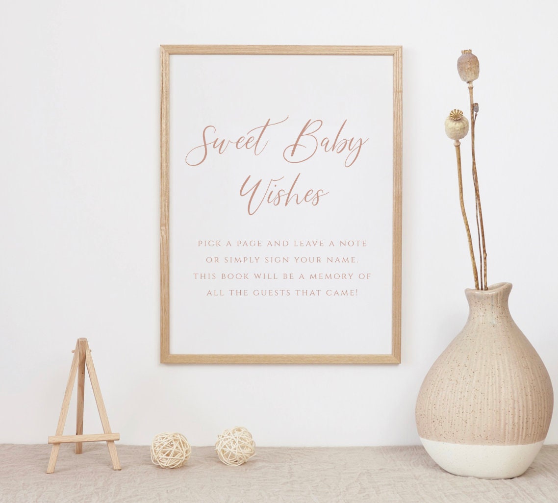 Sweet Baby Wishes Instant Download Printable Sign, Neutral Baby Shower ...